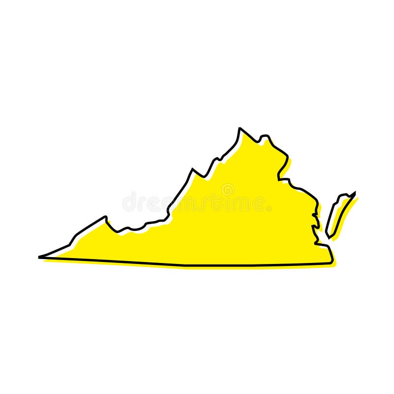 Simple Outline Map of Virginia is a State of United States. Styl Stock ...