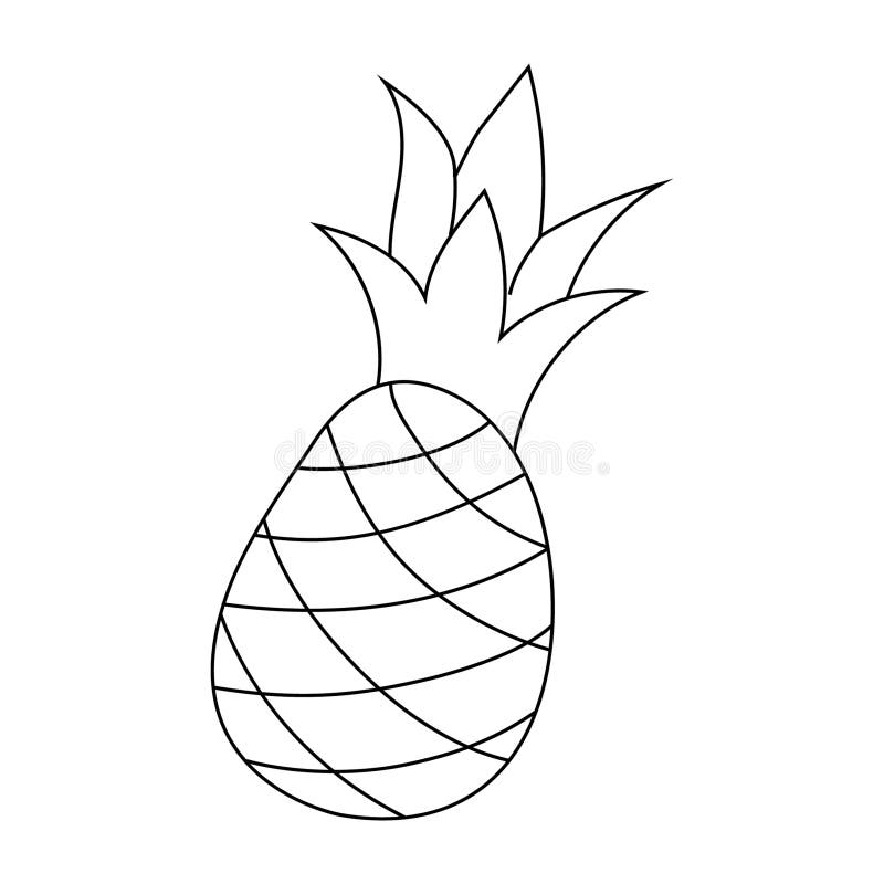 Simple Outline of a Pineapple with Distinctive Leaves and Patterns for ...