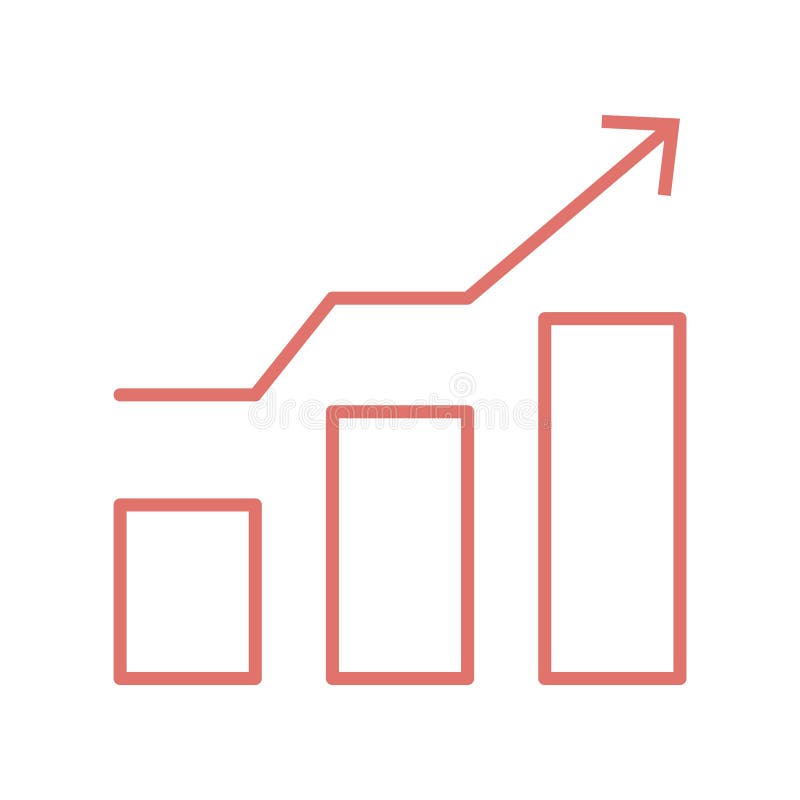 Simple Outline Red Growing Chart Icon with Up Arrow Stock Vector ...