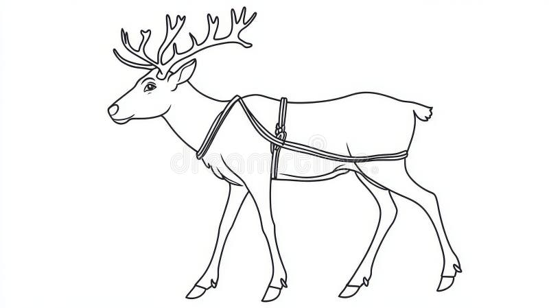Simple Outline of a Reindeer with a Simple Harness. Stock Illustration ...