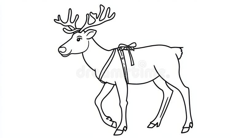 Simple Outline of a Reindeer with a Simple Harness. Stock Illustration ...