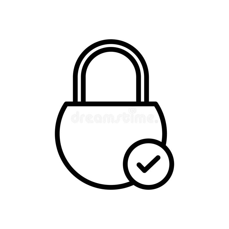 Simple Outline of a Safe with a Checkmark, Representing Security or ...