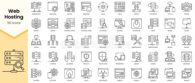 Web Hosting Icons stock vector. Illustration of socket - 16821881