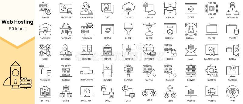 Web Hosting Icons stock vector. Illustration of socket - 16821881