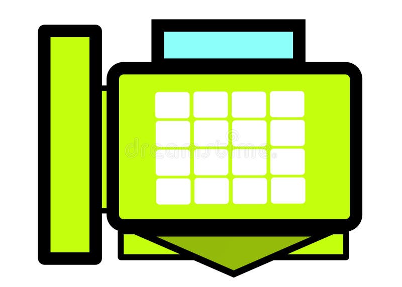 A Simple Outline Shape of a Facsimile Machine with White Buttons and ...