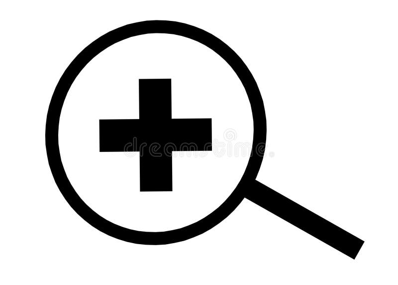 A Simple Outline Shape of a Magnifying Glass with the Zooming in Plus ...