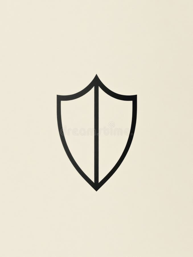 Simple Outline of a Shield Symbol on a Light Background Representing ...