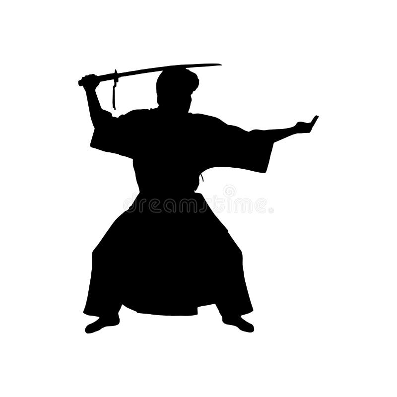 Simple Outline Silhouette of a Japanese Warrior Samurai Stock Vector ...