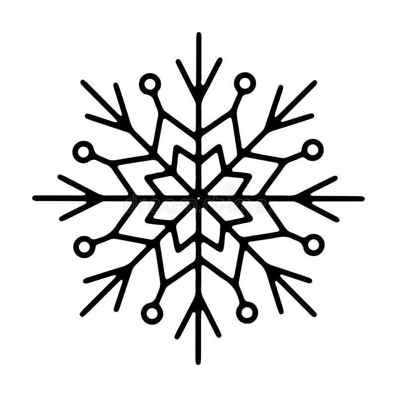 Simple Outline Snowflake Sign. Doodle Snowflake Icon Stock Vector ...