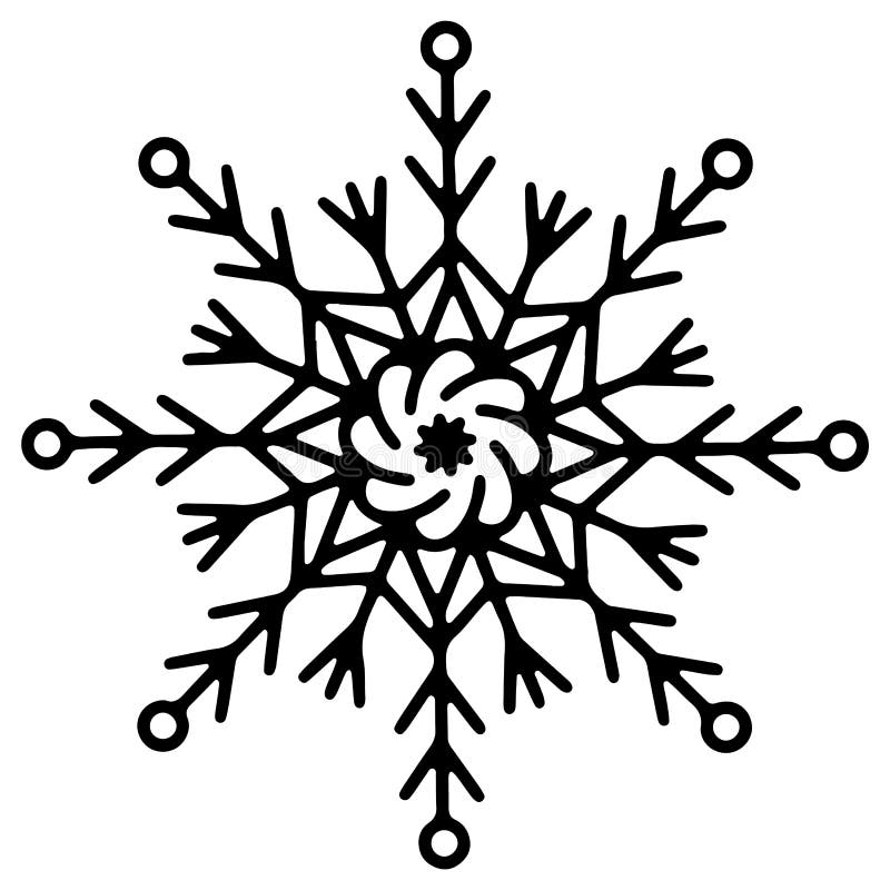 Simple Outline Snowflake Sign. Doodle Snowflake Icon Stock Vector ...