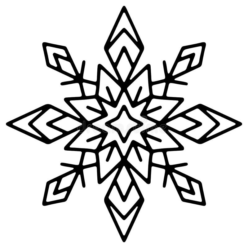 Simple Outline Snowflake Sign. Doodle Snowflake Icon Stock Vector ...