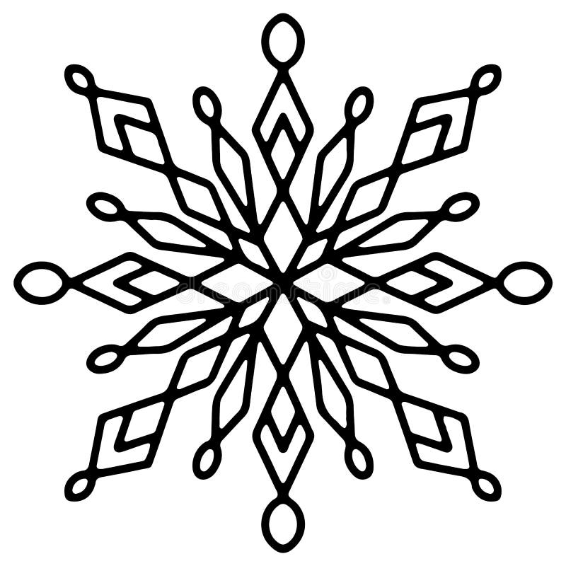 Simple Outline Snowflake Sign. Doodle Snowflake Icon Stock Vector ...