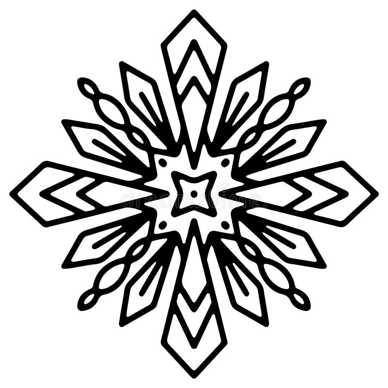 Simple Outline Snowflake Sign. Doodle Snowflake Icon Stock Vector ...