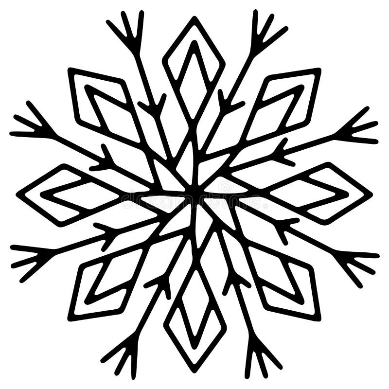 Simple Outline Snowflake Sign. Doodle Snowflake Icon Stock Vector ...