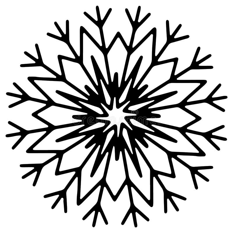 Simple Outline Snowflake Sign. Doodle Snowflake Icon Stock Vector ...