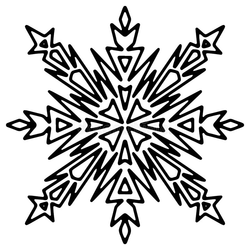 Simple Outline Snowflake Sign. Doodle Snowflake Icon Stock Vector ...