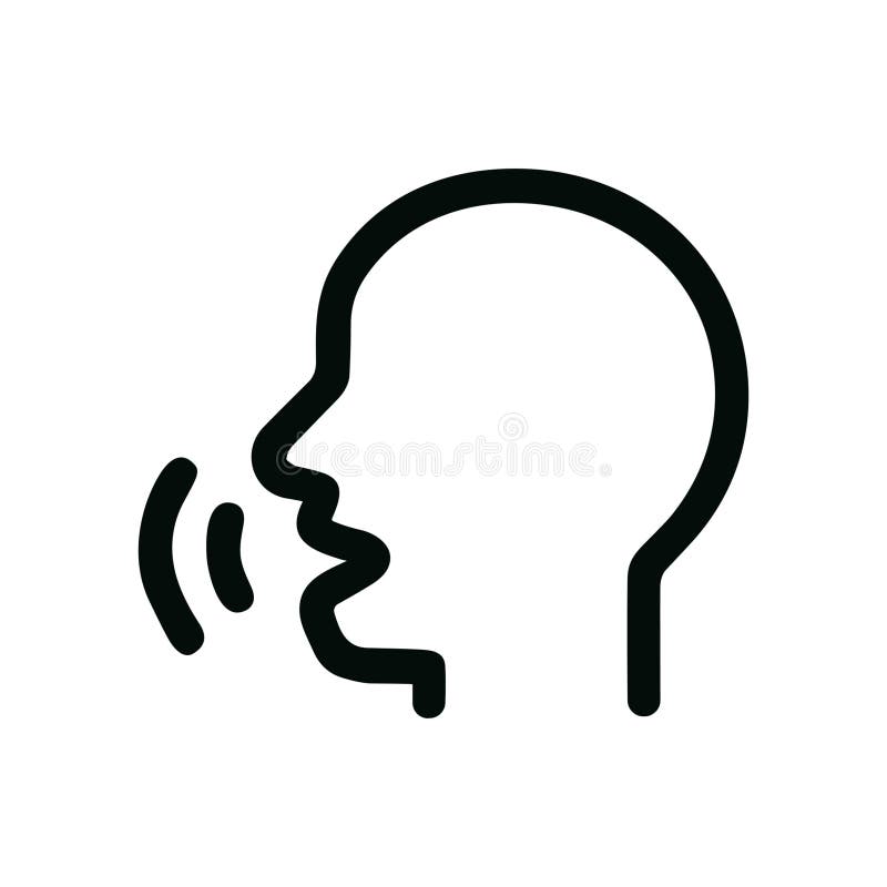 Simple Outline Talking Head Shape Illustration Communication Symbol ...