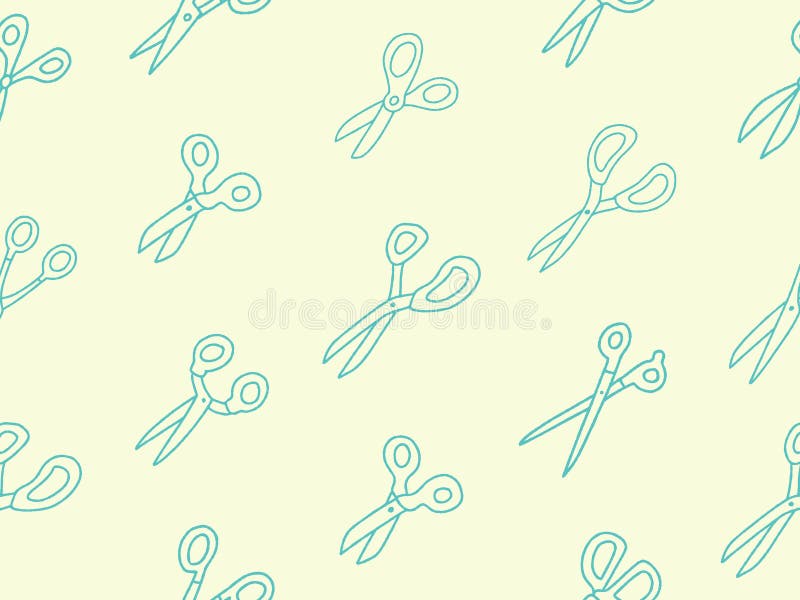 Simple Outline Vector Scissors Seamless Pattern Illustration Stock ...