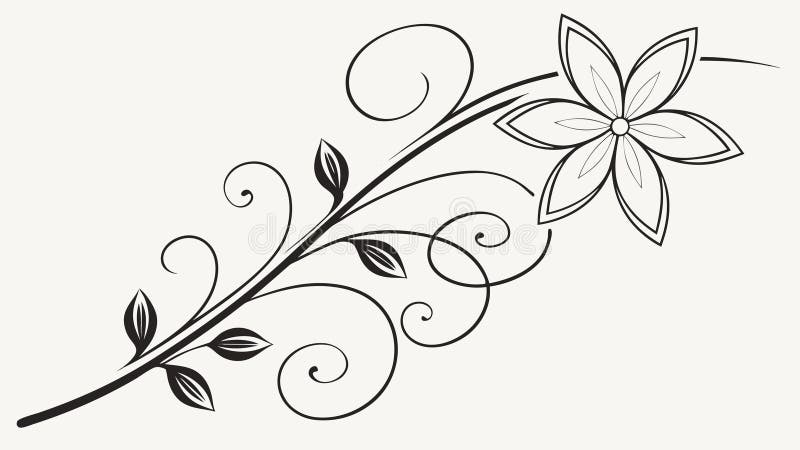 Simple Outlined Floral Vine for Minimalist Design, Vector Design ...