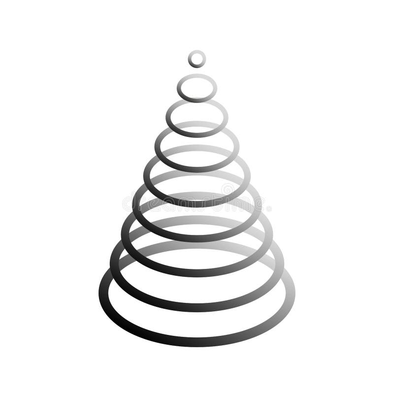 Simple Oval Monochromatic Christmas Tree Stock Vector - Illustration of ...