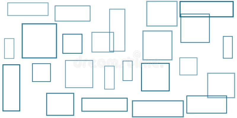 Simple Overlapping Rectangular Frames of Various Sizes, Colored in Blue ...