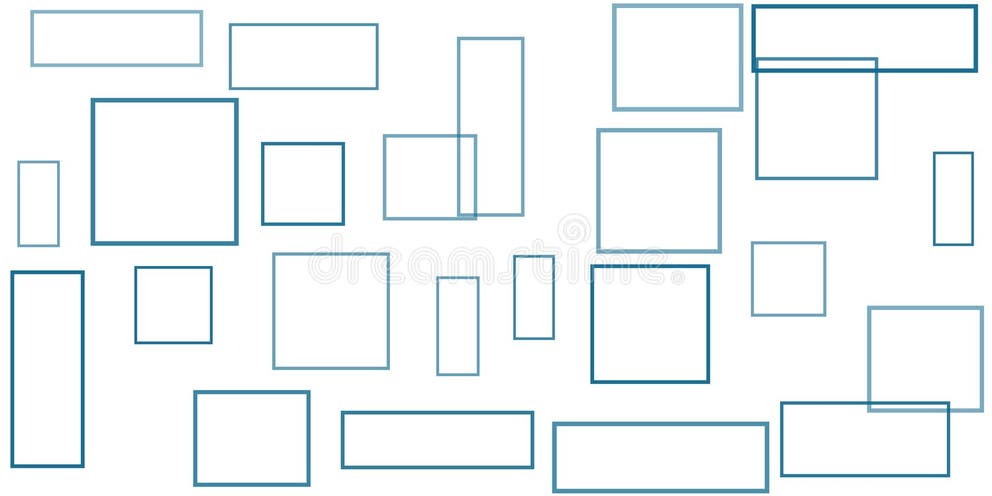 Simple Overlapping Rectangular Frames of Various Sizes, Colored in Blue ...