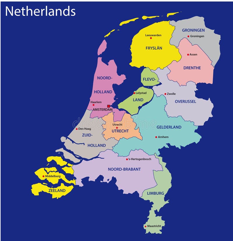 Simple Overview Map of the Provinces of the Netherlands Stock ... Simple Overview Map of the Provinces of the Netherlands Stock ...