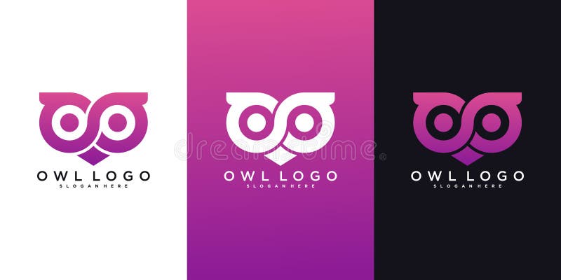 Simple Owl Head Logo Design Vector with Unique Gradient. Premium Vector Stock Illustration ...