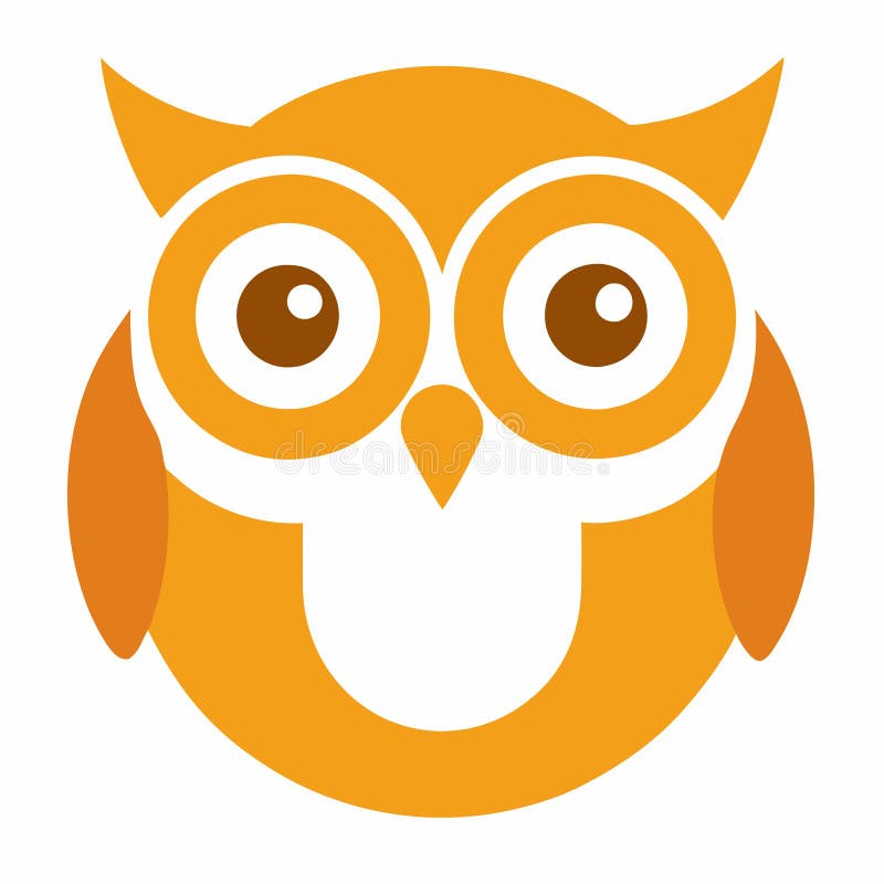 A Simple Owl Icon with Large Round Eyes and Minima Stock Vector - Illustration of orange ...