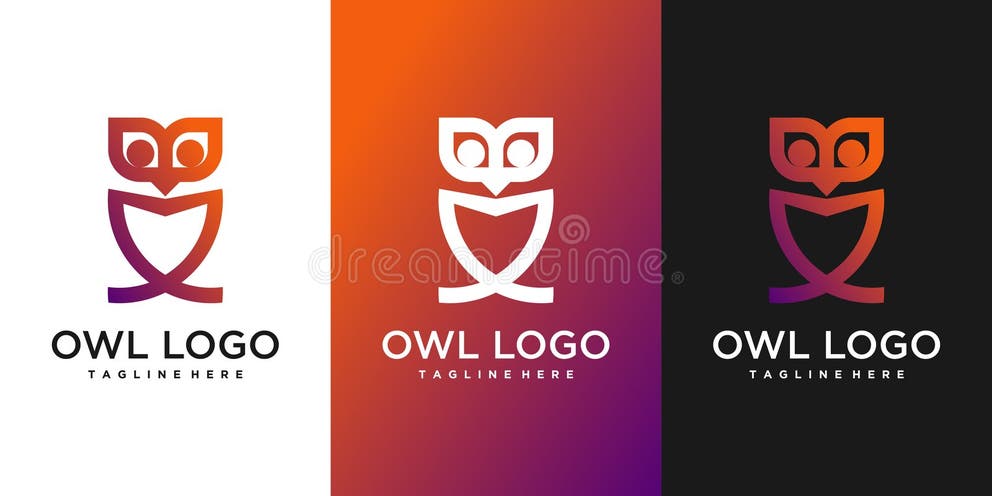 Simple Owl Logo Design Vector with Unique Gradient. Premium Vector Stock Illustration ...