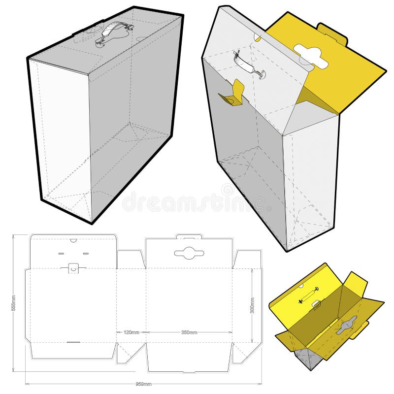 Simple Packaging Box and Die-cut Pattern. Stock Vector - Illustration ...