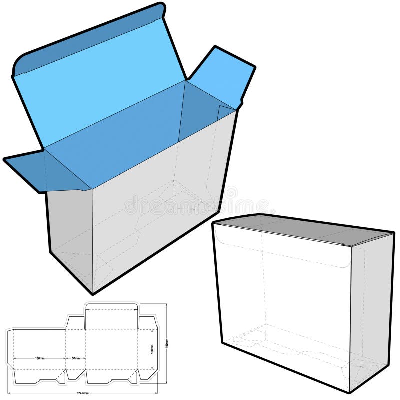 Simple Packaging Box and Die-cut Pattern. Stock Vector - Illustration ...