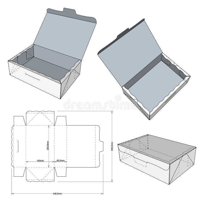 Simple Packaging Box and Die-cut Pattern. Stock Vector - Illustration ...