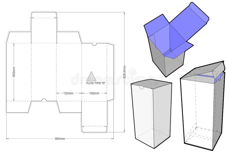 Simple Packaging Box and Die-cut Pattern Stock Vector - Illustration of ...