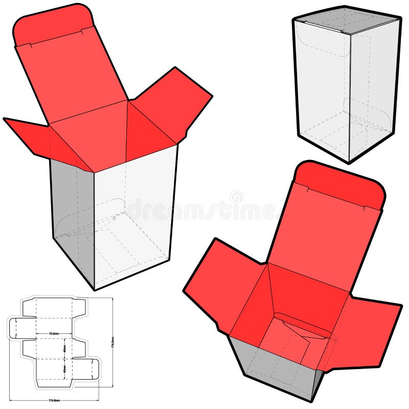 Simple Packaging Box and Die-cut Pattern Stock Vector - Illustration of ...