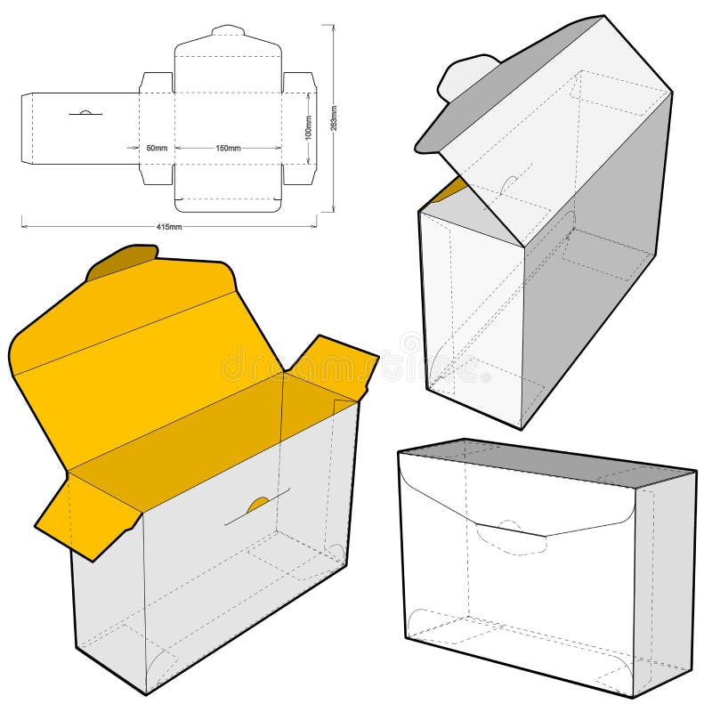 Simple Packaging Box Internal Measurement 15x5x10cm and Die-cut Pattern ...
