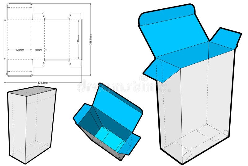 Simple Packaging Box Internal Measurement 5x5x10cm and Die-cut Pattern ...