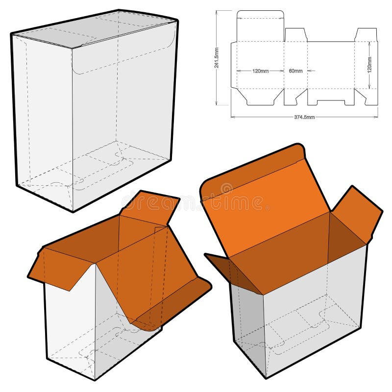 Simple Packaging Box Internal Measurement 5x5x10cm and Die-cut Pattern ...