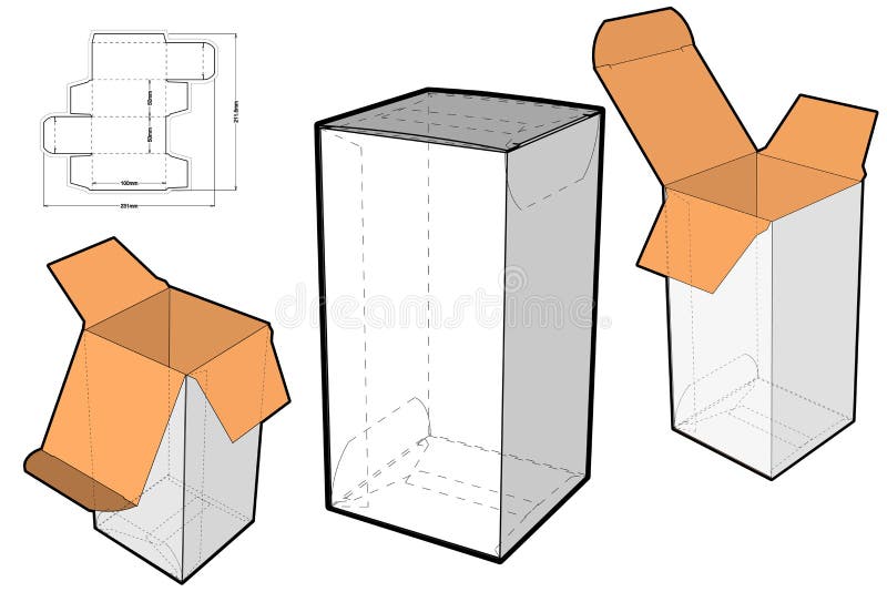 Simple Packaging Box Internal Measurement 5x5x10cm and Die-cut Pattern ...