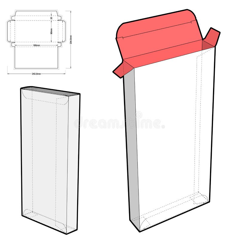 Simple Packaging Box Internal Measurement 9x2x18cm and Die-cut Pattern ...