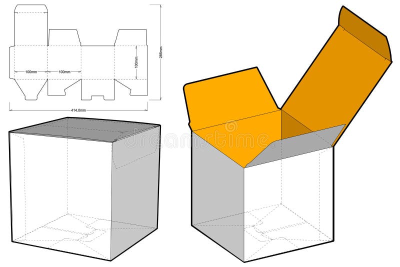 Simple Packaging Box Internal Measurement 10x10x10cm and Die-cut ...