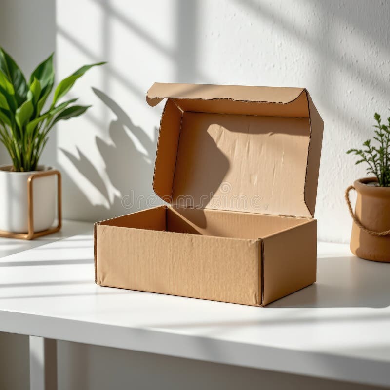 Simple Packaging Box Mockup Opened on a White Table, Clean and Minimal ...