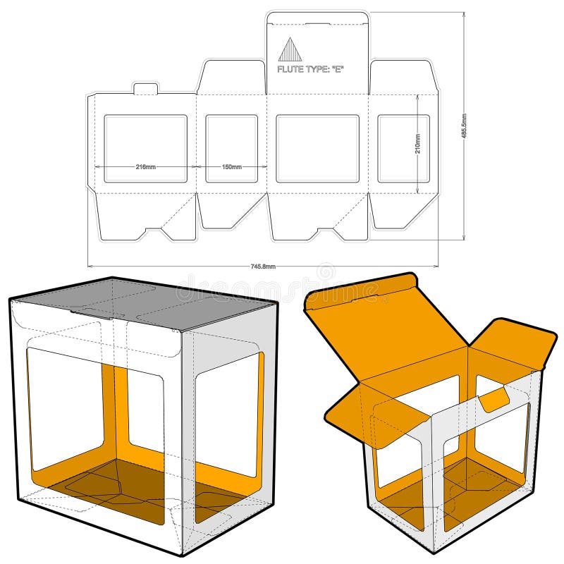 Simple Packaging Box and Die-cut Pattern Stock Vector - Illustration of ...