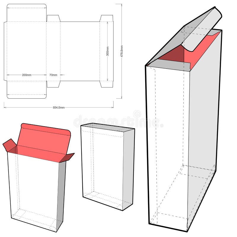 Simple Packaging Folding Box Internal Measurement 20x7x30cm and Die-cut ...