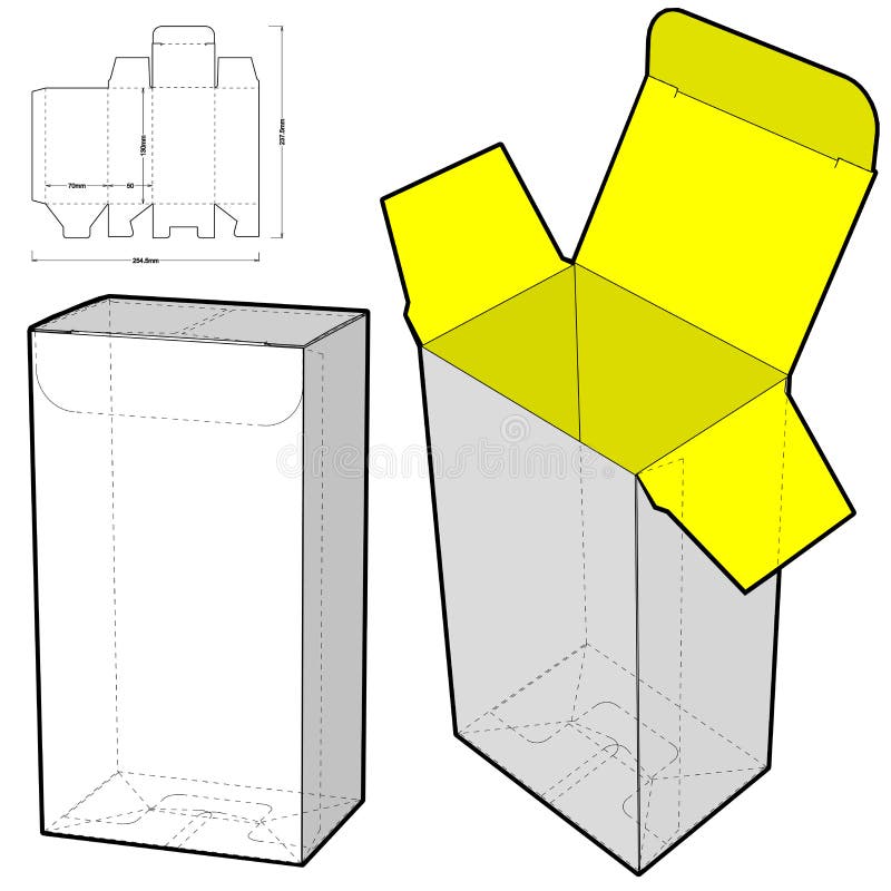 Simple Packaging Folding Box Internal Measurement 7x5x13cm and Die-cut ...