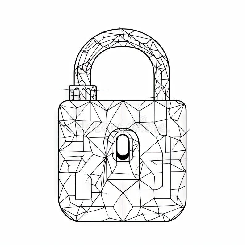 Simple Padlock and Key Vector Illustration Isolated on Yellow ...