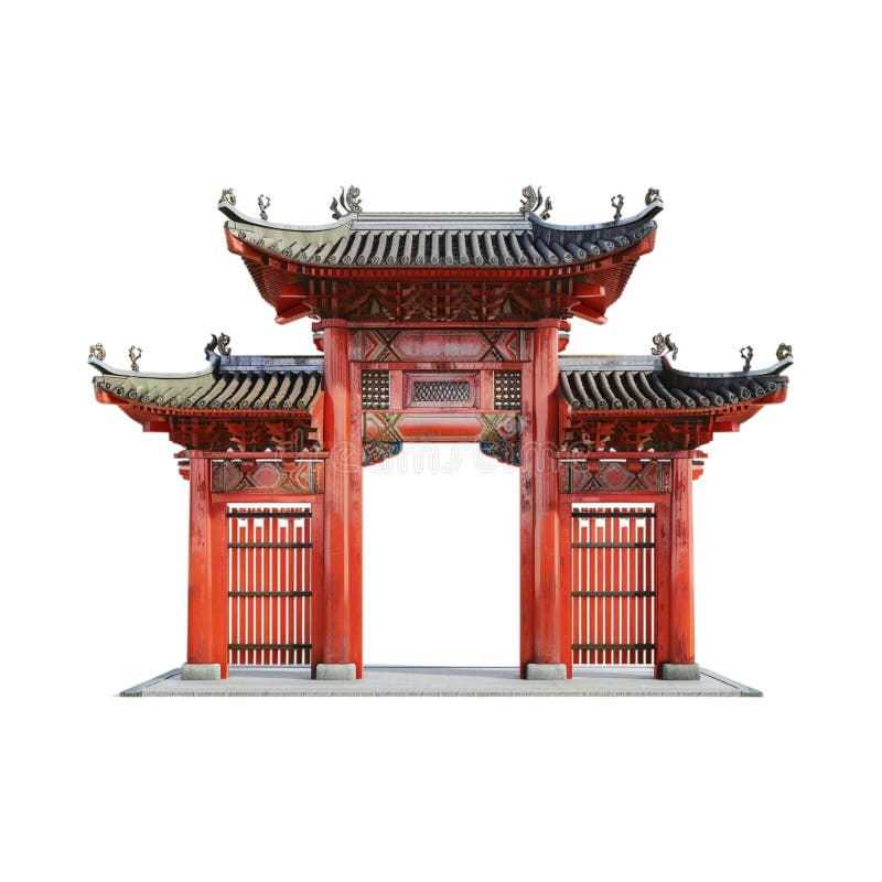 Simple Paifang Red Chinese Gate on Transparent Background - Ai ...