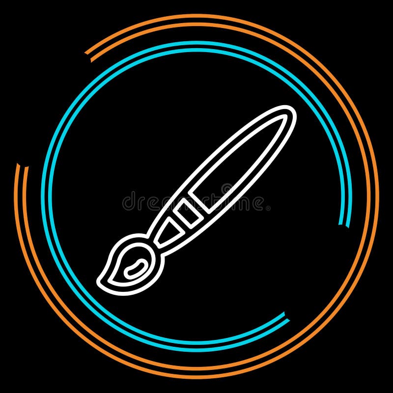 Simple Paint Brush Thin Line Vector Icon Stock Vector - Illustration of ...