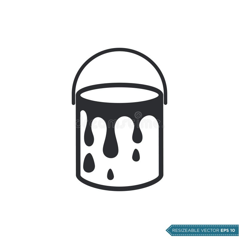 Black Color Simple Paint Bucket Icon Vector Template Illustration ...