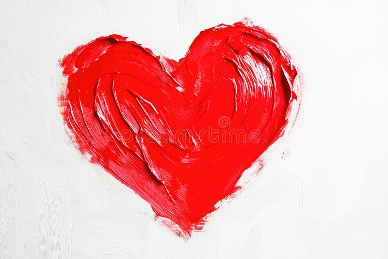 Simple Painted Red Heart on White Background Stock Illustration ...